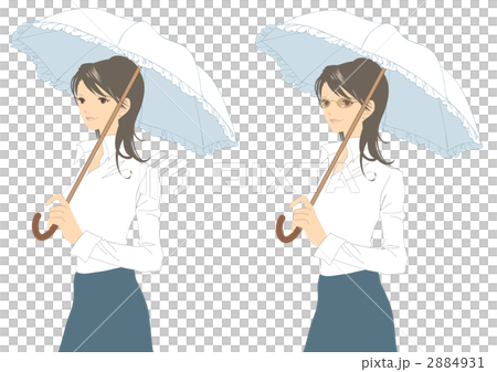 A woman holding a parasol - Stock Illustration [2884931] - PIXTA
