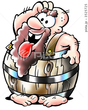 Barrel with a man insideのイラスト素材 [3525725] - PIXTA