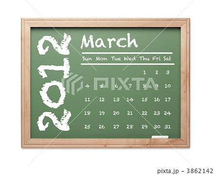 March 2012 Calendar on Green Chalkboardの写真素材 [3862142] - PIXTA