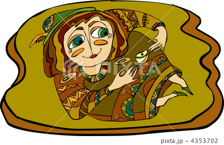 carefree girl with the butterfly on a handのイラスト素材 [4353702] - PIXTA