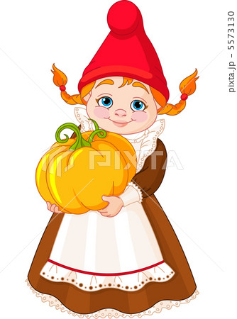 Garden Gnome with pumpkinのイラスト素材 [5573130] - PIXTA