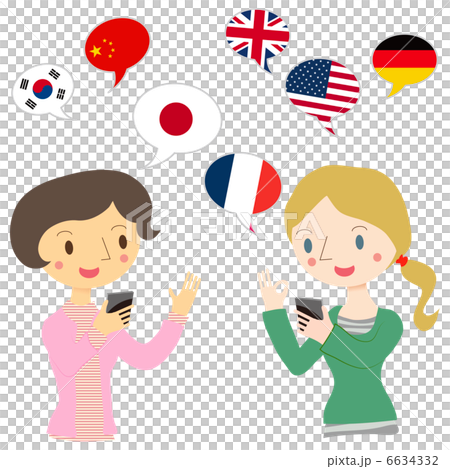 翻訳アプリで会話のイラスト素材 [6634332] - PIXTA