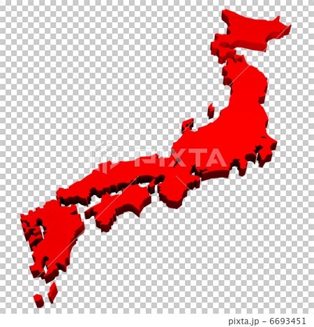 Japan map (red) - Stock Illustration [6693451] - PIXTA