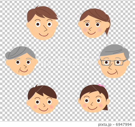 Family face three generations - Stock Illustration [6947994] - PIXTA