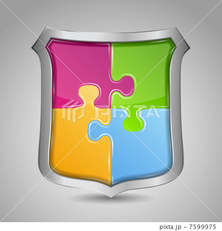 Shield with puzzle piecesのイラスト素材 [7599975] - PIXTA