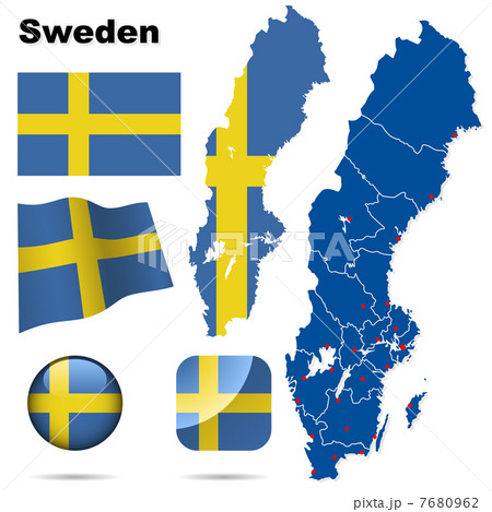 Sweden vector set. Detailed country shape with...のイラスト素材 [7680962] - PIXTA