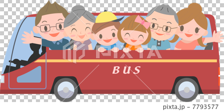 3 generations family bus tour - Stock Illustration [7793577] - PIXTA