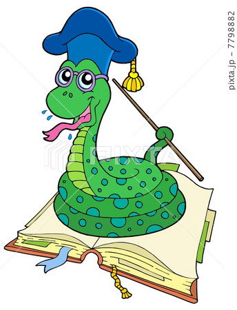 Snake teacher in open bookのイラスト素材 [7798882] - PIXTA