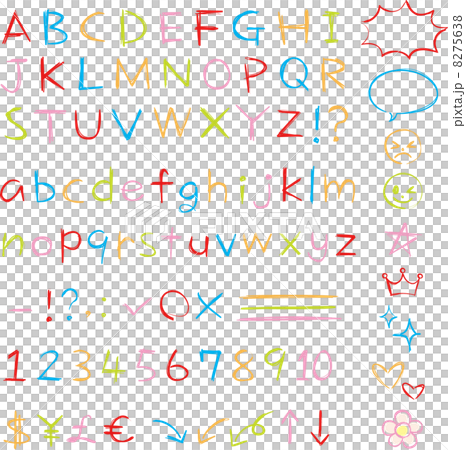 Handwritten alphabet colored pencil, color pen... - Stock Illustration ...
