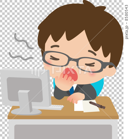 Men yawn during desk work - Stock Illustration [8580543] - PIXTA