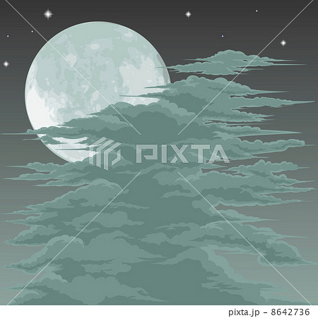 Spooky moonlit sky backgroundのイラスト素材 [8642736] - PIXTA