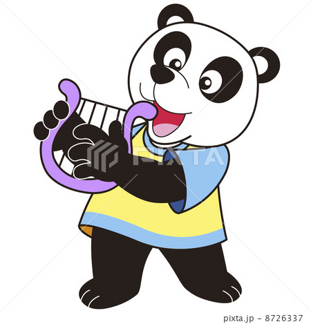 Cartoon Panda Playing a Harpのイラスト素材 [8726337] - PIXTA