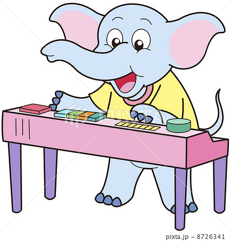 Cartoon Elephant Playing an Electronic Organのイラスト素材 [8726341] - PIXTA