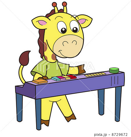 Cartoon Giraffe Playing an Electronic Organのイラスト素材 [8729672] - PIXTA