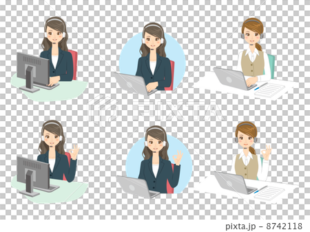 Call center female set [Anime style series] - Stock Illustration ...