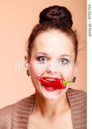 Beautiful woman fashion girl with red lips...の写真素材 [9705704] - PIXTA
