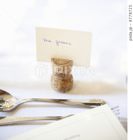 Close up of a place setting at the top table at...の写真素材 [9778725] - PIXTA