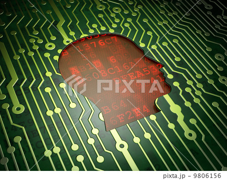 Finance concept: Head on circuit board backgroundのイラスト素材 [9806156] - PIXTA