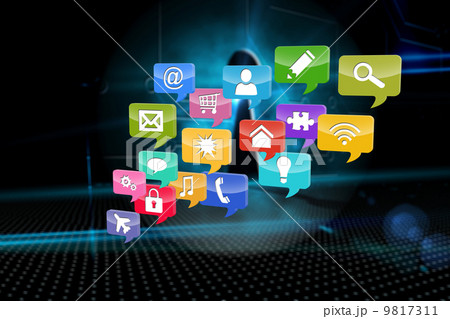 Composite image of colourful computer applicationsのイラスト素材 [9817311] - PIXTA
