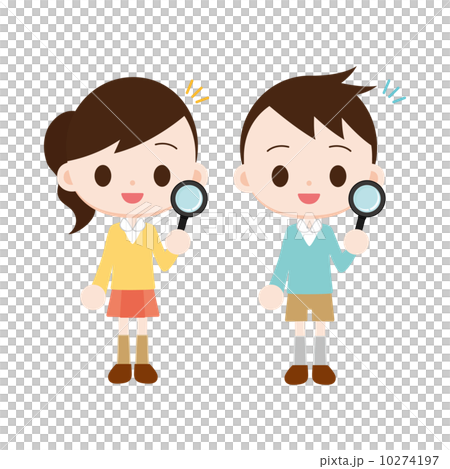 Elementary school student with magnifying glass - Stock Illustration ...