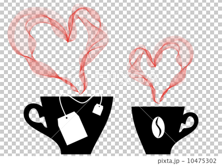coffee and tea with red heart steam, vector...-插圖素材 [10475302] - PIXTA圖庫