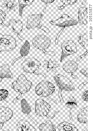 Seamless pattern · fungi listing (line drawing... - Stock Illustration ...