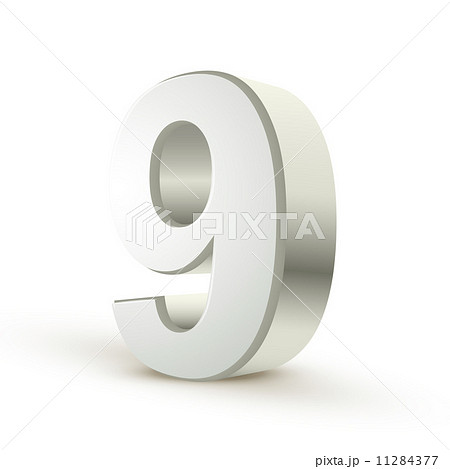 3d shiny silver number 9のイラスト素材 [11284377] - PIXTA