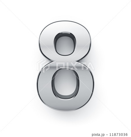 3d render of metalic digit eight simbol - 8のイラスト素材 [11873036] - PIXTA