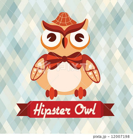 Hipster owl posterのイラスト素材 [12007198] - PIXTA