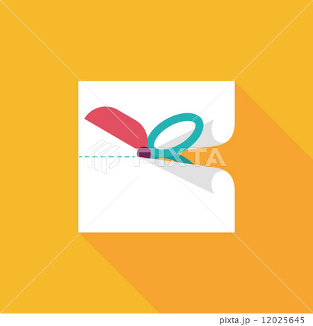 Scissor cut paper flat icon with long shadow,eps10のイラスト素材 [12025645 ...
