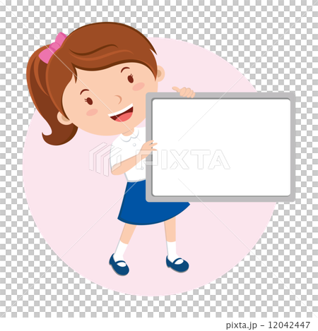 School girl holding whiteboard - Stock Illustration [12042447] - PIXTA