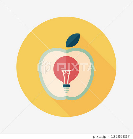 light bulb in apple flat icon with long...のイラスト素材 [12209837] - PIXTA