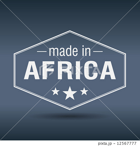 made in Africa hexagonal white vintage labelのイラスト素材 [12567777] - PIXTA