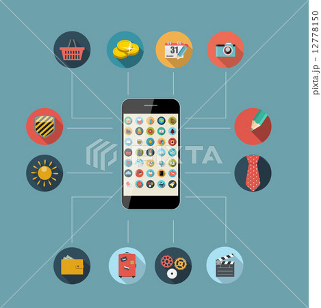 Flat Design Concept Mobile Phone Apps Vector...のイラスト素材 [12778150] - PIXTA