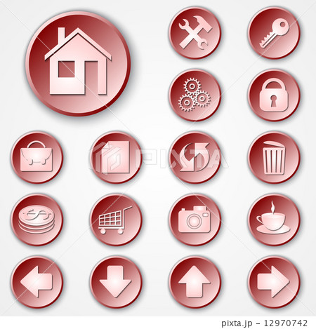 Vector abstract red round paper icon setのイラスト素材 [12970742] - PIXTA