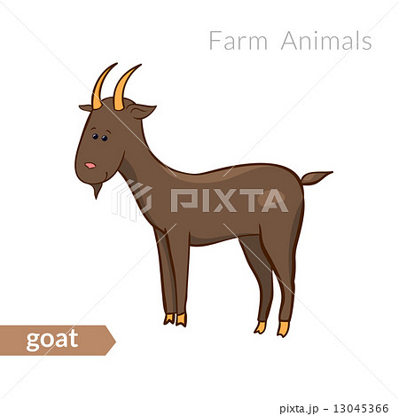 Vector cute cartoon goat isolated backgroundのイラスト素材 [13045366] - PIXTA