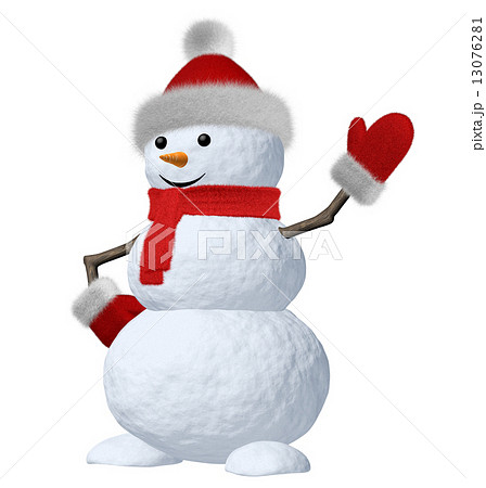 Snowman with scarf on white pointing to somethingのイラスト素材 [13076281] - PIXTA