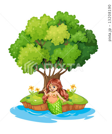 A mermaid resting in the islandのイラスト素材 [13208190] - PIXTA