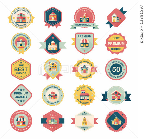 Building badge flat design background set, eps10のイラスト素材 [13381597] - PIXTA