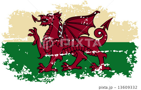 Welsh grunge flag. Vector illustration.のイラスト素材 [13609332] - PIXTA