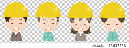 Worker face set smile - Stock Illustration [13637758] - PIXTA