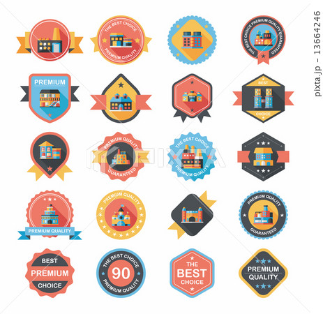 Building badge flat design background set, eps10のイラスト素材 [13664246] - PIXTA