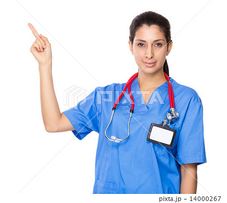 Doctor with finger show upの写真素材 [14000267] - PIXTA