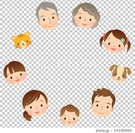 Three generations family face copy space - Stock Illustration [14100004 ...