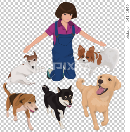 Female and dog interaction - Stock Illustration [14141949] - PIXTA