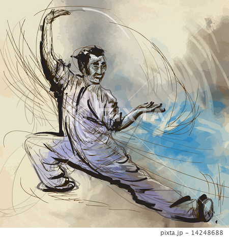 Taiji (Tai Chi). An hand drawn illustration...のイラスト素材 [14248688] - PIXTA