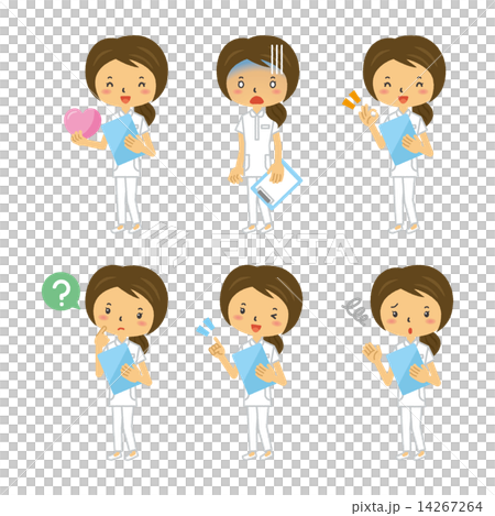 Doctor female nurse set facial expression pose - Stock Illustration ...