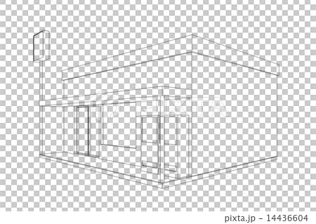 Line drawing of convenience store - Stock Illustration [14436604] - PIXTA