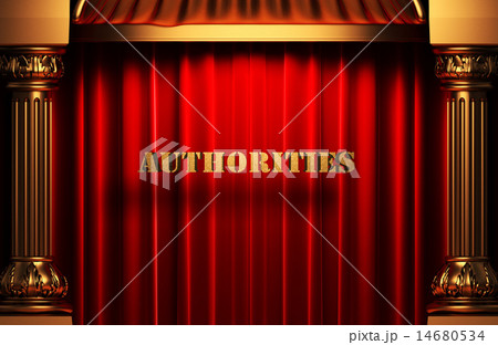 authorities golden word on red curtainのイラスト素材 [14680534] - PIXTA