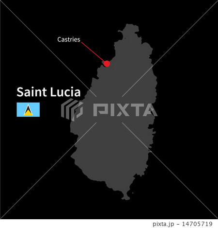 Detailed map of Saint Lucia and capital city...のイラスト素材 [14705719] - PIXTA